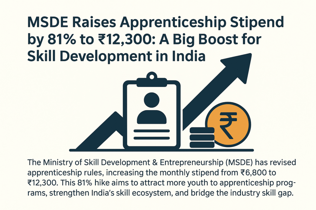 MSDE Raises Apprenticeship Stipend by 81% to ₹12,300 | Nihar Skill ...
